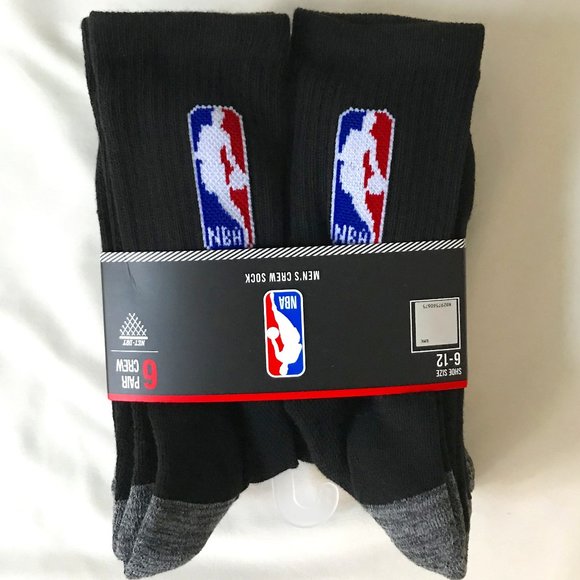 NBA | Underwear & Socks | New 6 Pairs Mens Nba Logoman Crew Sock Black ...